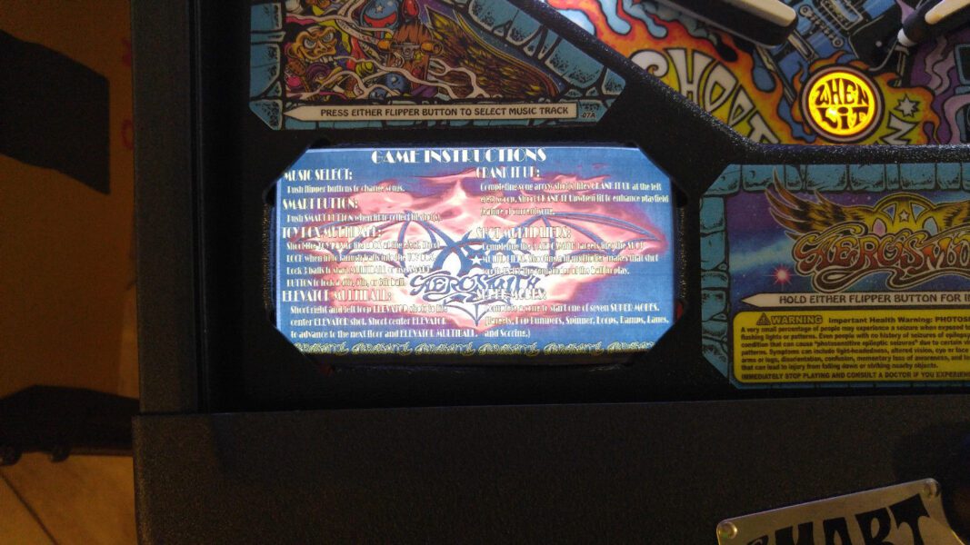 Aerosmith Stern Pinball Glowing Instruction Card Kit EL Panel PRO ...