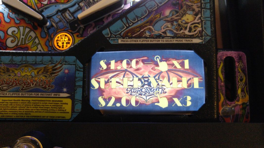 Aerosmith Stern Pinball Glowing Instruction Card Kit EL Panel PRO ...